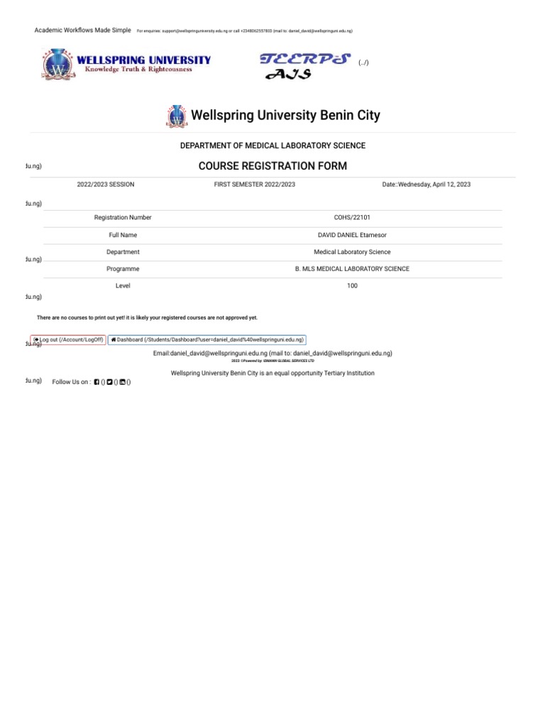 Wellspring University Benin City | PDF