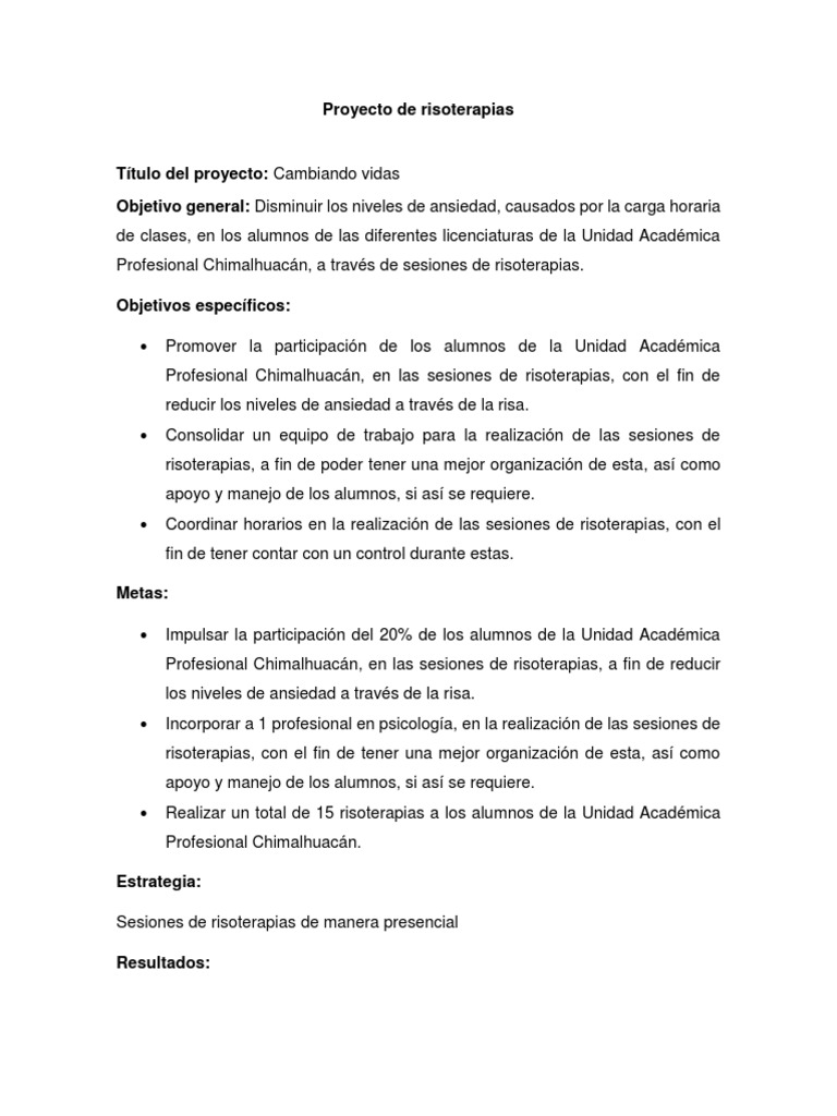 Mini Proyecto de Risoterapias | PDF