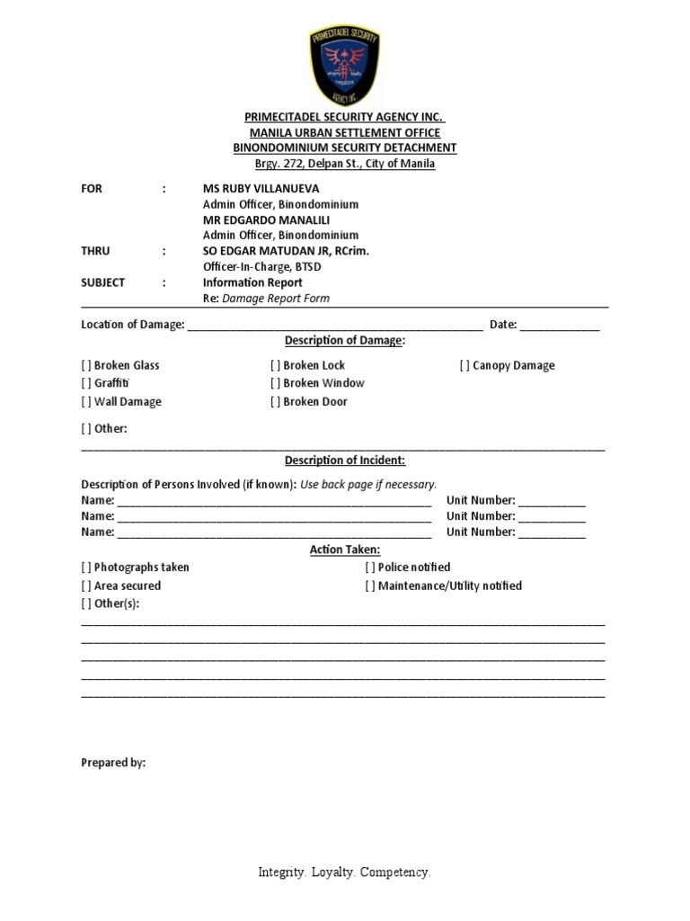 Damage-Report-Form | PDF