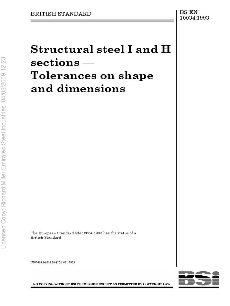 Tolerances en 10034 1993 | PDF | Engineering Tolerance | Regulation