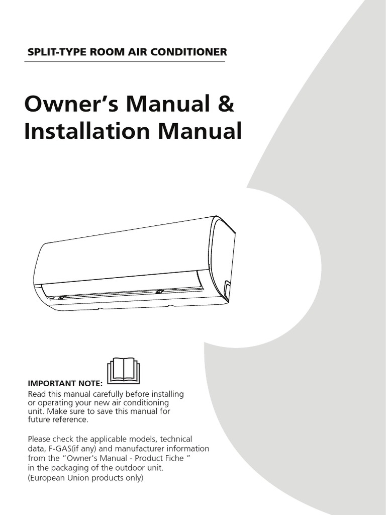 Owner's Manual & Installation Manual: Split-Type Room Air Conditioner ...
