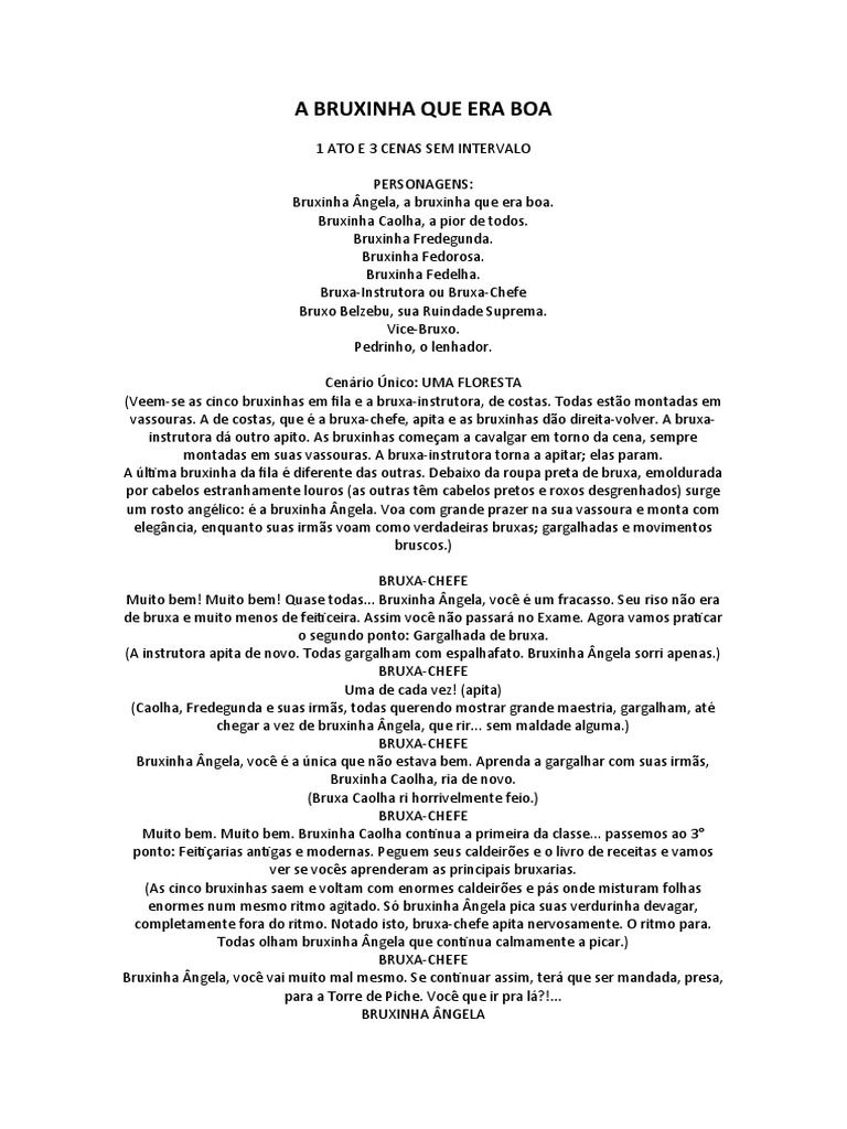 A BRUXINHA QUE ERA BOA Texto Dramático | PDF