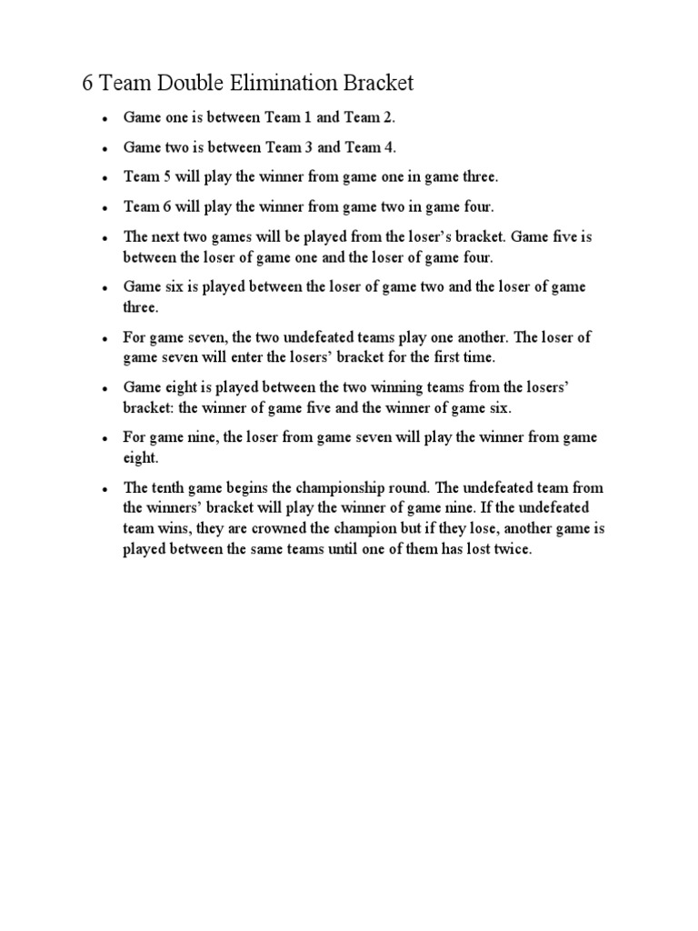 6-Team Double Elimination Format | PDF | Sports & Recreation