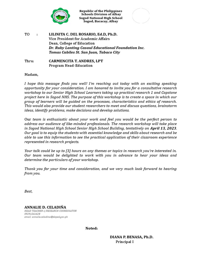 Invitation Letter-Resource Speaker | PDF