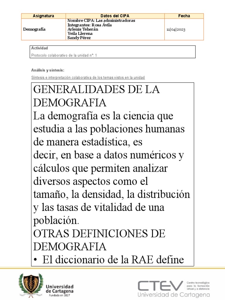 Plantilla Protocolo Colaborativo | PDF | Población | Demografía