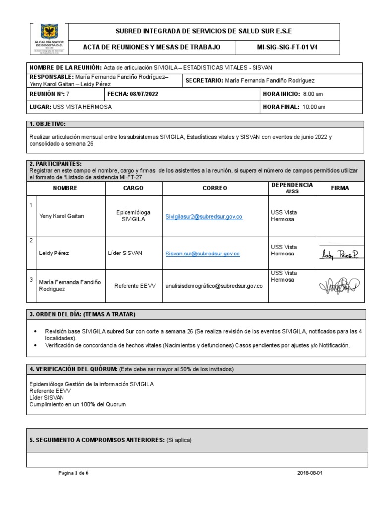 ACTA ARTICULACION SIVIGILA - EEVV JULIO 2022 | PDF | Causas de la ...