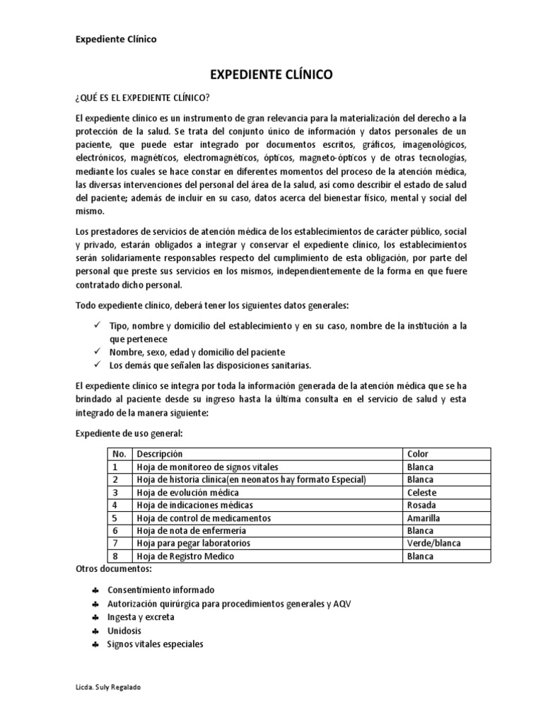 Expediente Clínico | PDF | Enfermería | Historial médico