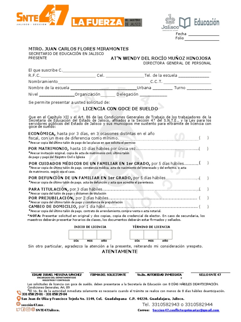 LICENCIA CON GOCE DE SUELDO OFICIAL | PDF | Gobierno | Instituciones ...