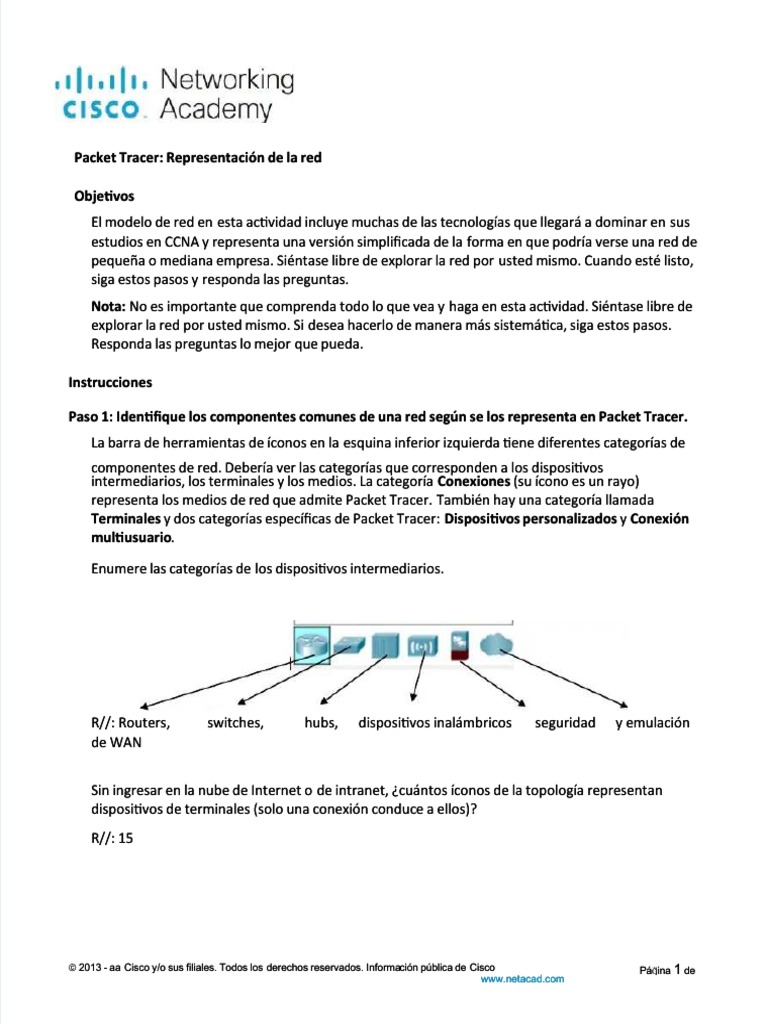 157 Packet Tracer Network Representation Es XL - Compress | PDF | Red ...