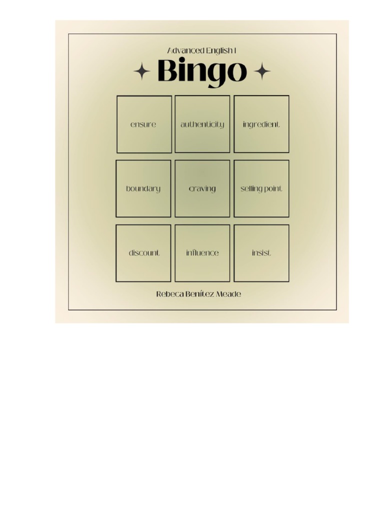 Word Bingo | PDF