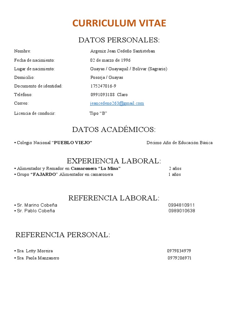 Curriculum Vitae de Argenix Cedeño | PDF