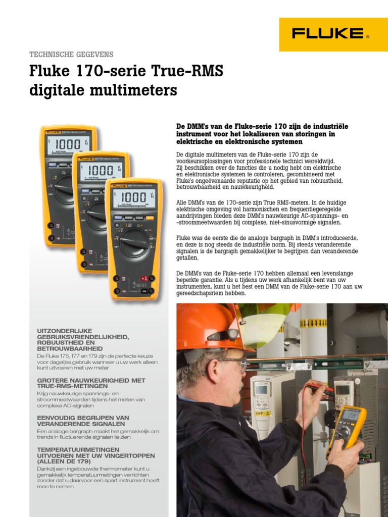 Fluke 170-Serie True-RMS Digitale Multimeters: Technische Gegevens | PDF