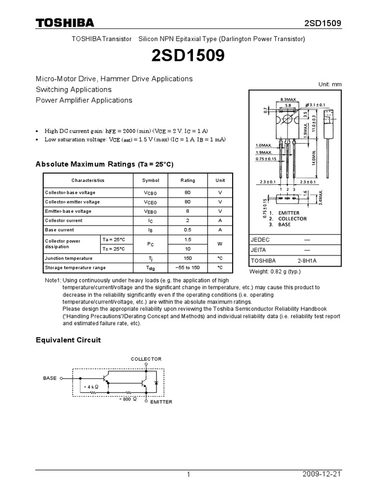 D1509-ToshibaSemiconductoreal | PDF | Bipolar Junction Transistor ...