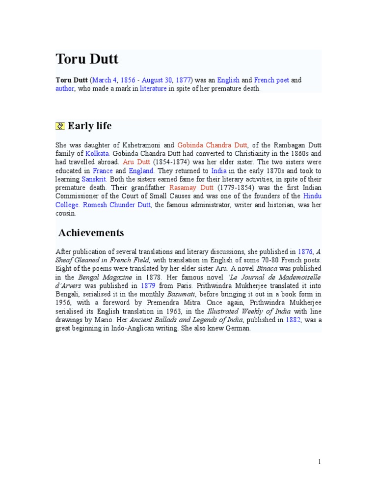 Toru Dutt | PDF | Languages
