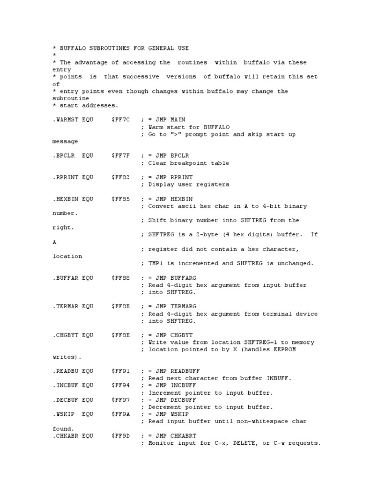 Buffalo Subroutines For General Use | PDF