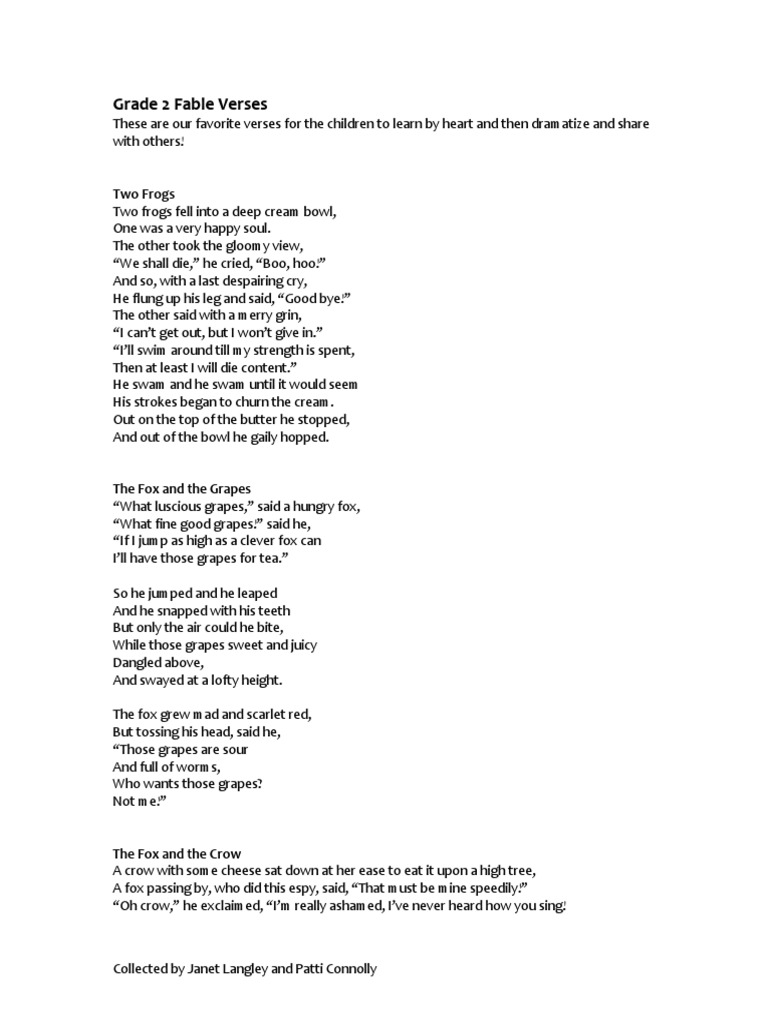 2nd grade fable verses_final | PDF