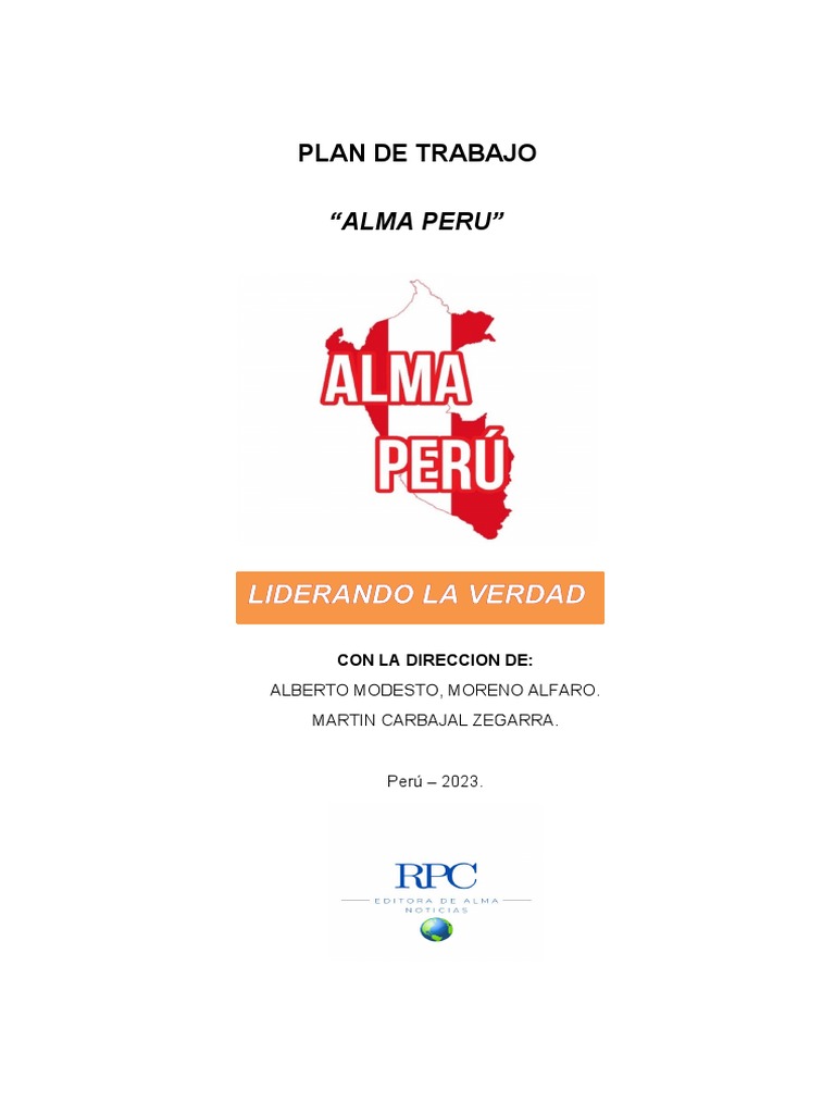 Plan de Trabajo: Alma Perú 2023 | PDF | Perú | Lima