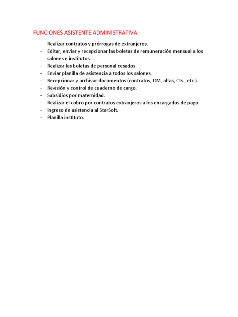 Funciones Asistente Administrativa | PDF | Crecimiento personal y profesional | Negocios