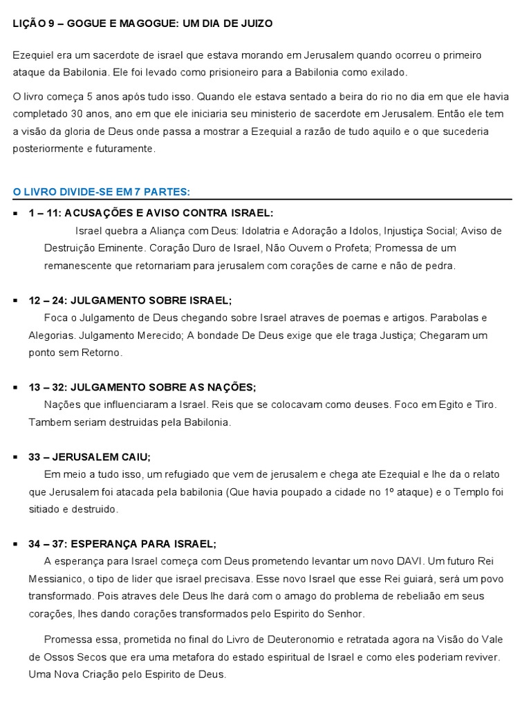 LIÇÃO 9 - EBD - 27.11.2022 - Gogue e Magogue - Um Dia de Juizo | PDF ... LIÇÃO 9 - EBD - 27.11.2022 - Gogue e Magogue - Um Dia de Juizo | PDF ...