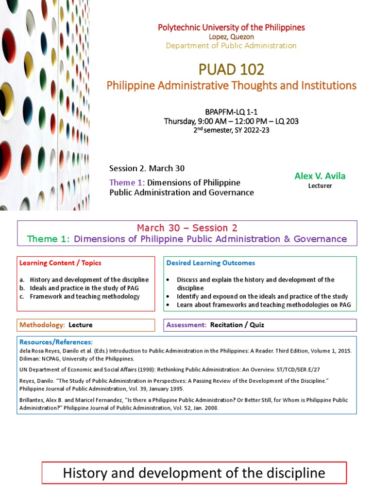 PUAD 102: Philippine Administrative Thoughts and Institutions | PDF | Public Administration | Policy