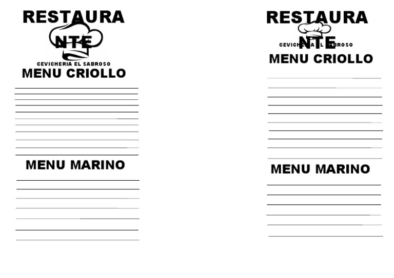 Menu Criollo Menu Criollo: Cevicheria El Sabroso | PDF