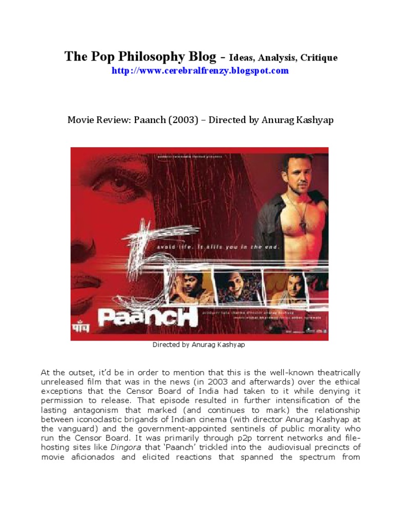 Movie Review - Paanch (2003) - Directed by Anurag Kashyap | PDF | Cinema