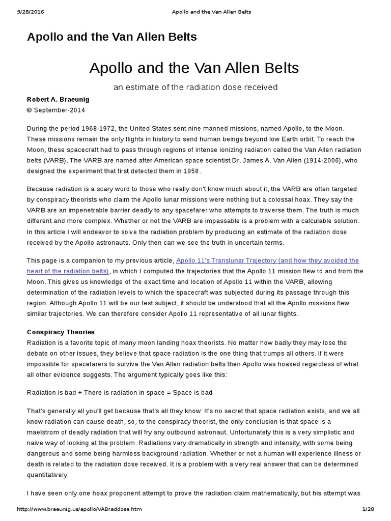 Apollo and The Van Allen Belts | PDF | Van Allen Radiation Belt | Atoms
