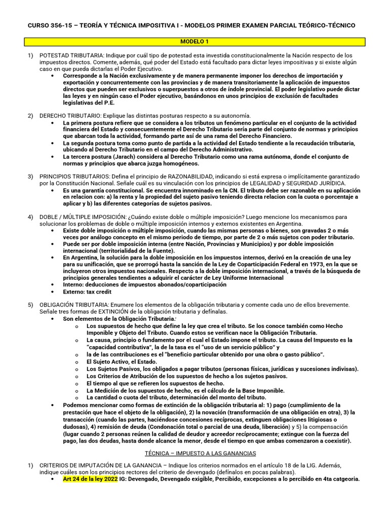 Modelo 1er Parcial Impuestos IIGG Bs Personales UBA | PDF | Impuestos ...