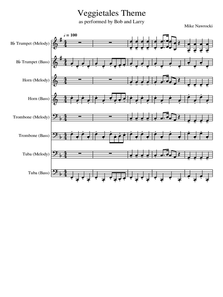 Veggietales-Score and Parts | PDF | Orchestras | Elementary Organology