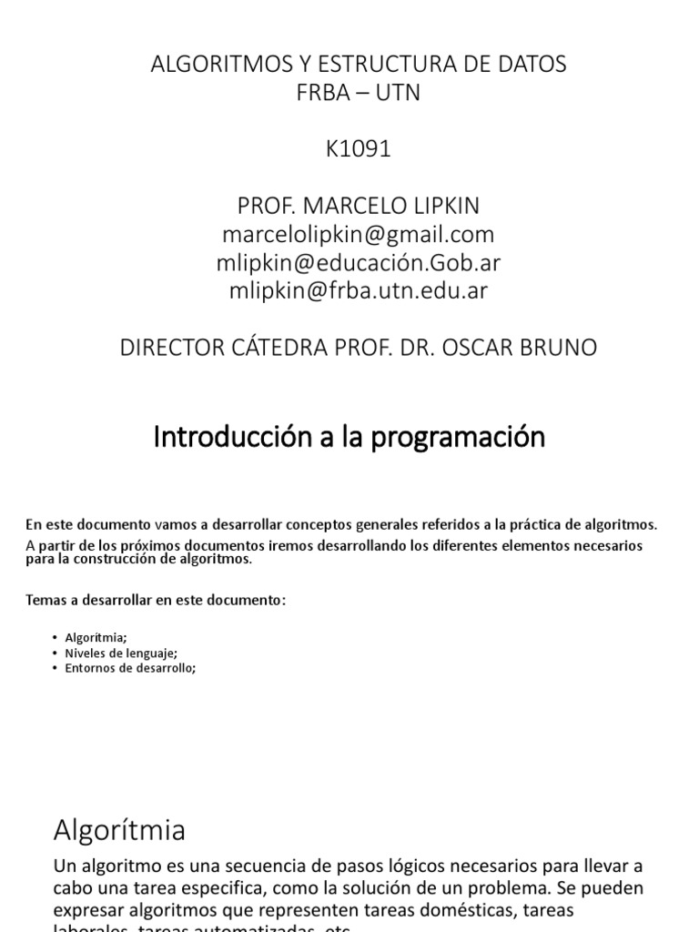 01 - 00 Introducción A La Programación | PDF | Algoritmos | Lenguaje de programación