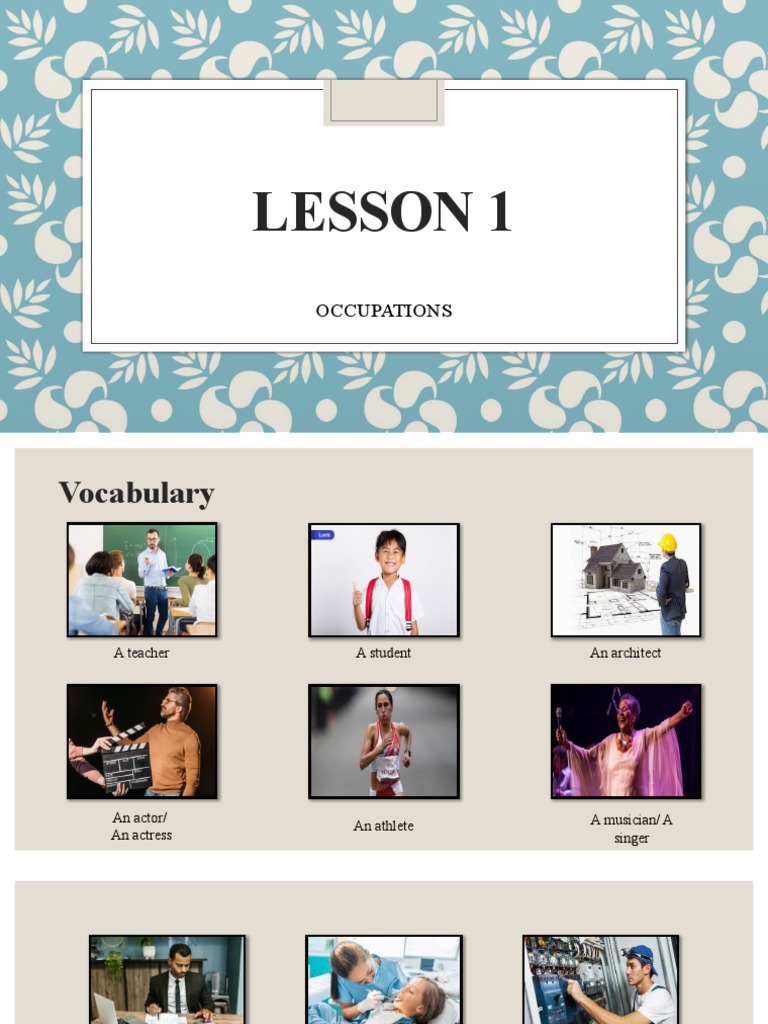 Lesson 1: Occupations | PDF | Morphology | Cognitive Science