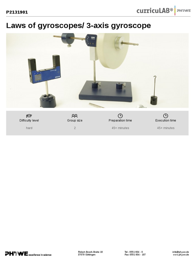 Laws of Gyroscopes/ 3-Axis Gyroscope: Difficulty Level Group Size ...