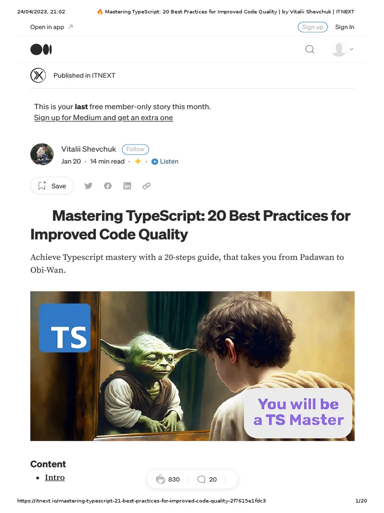 ? Mastering TypeScript - 20 Best Practices For Improved Code Quality ... ? Mastering TypeScript - 20 Best Practices For Improved Code Quality ...