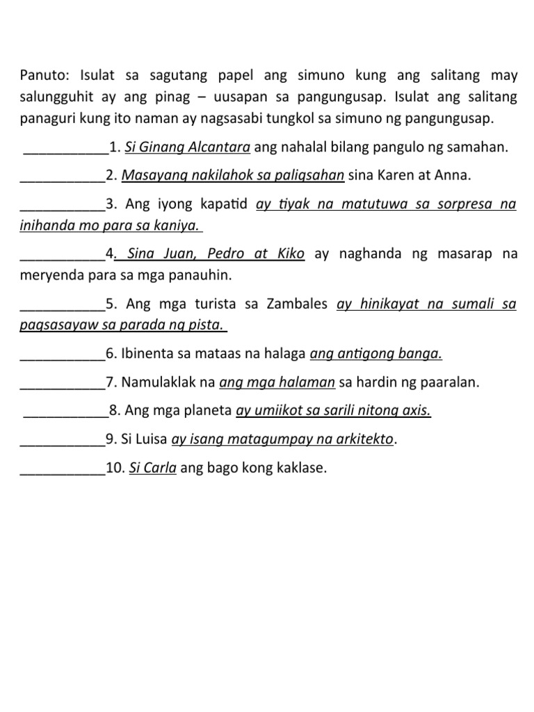 Filipino Quiz | PDF