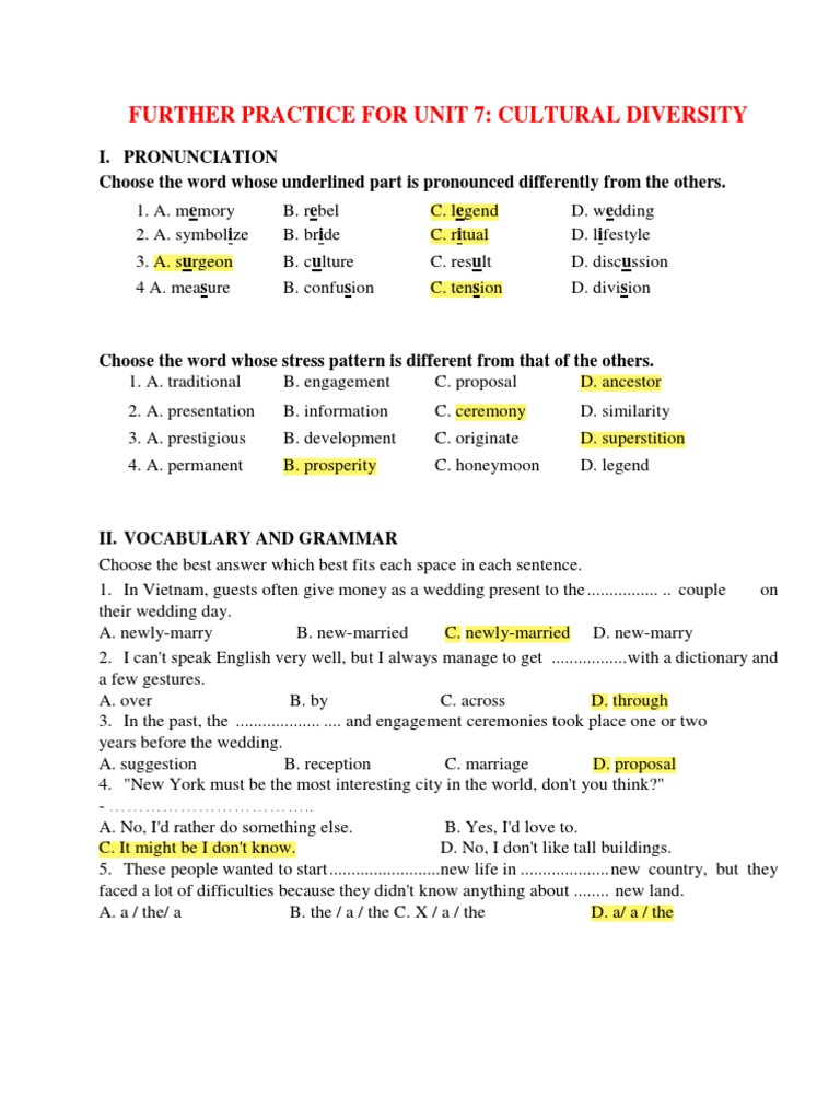 Further Practice For Unit 7 K48 | PDF