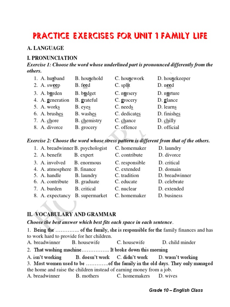 Practice Exercises Unit 1 | PDF