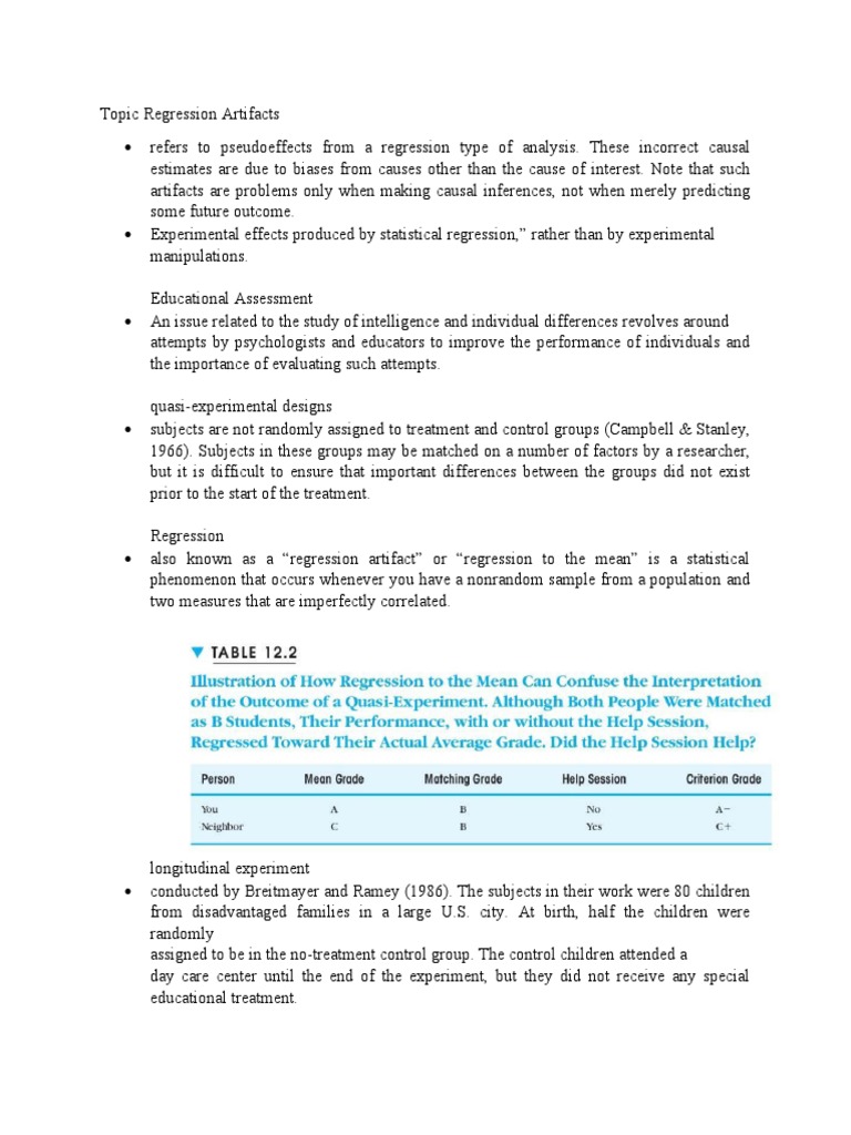 Topic Regression Artifacts | PDF Topic Regression Artifacts | PDF