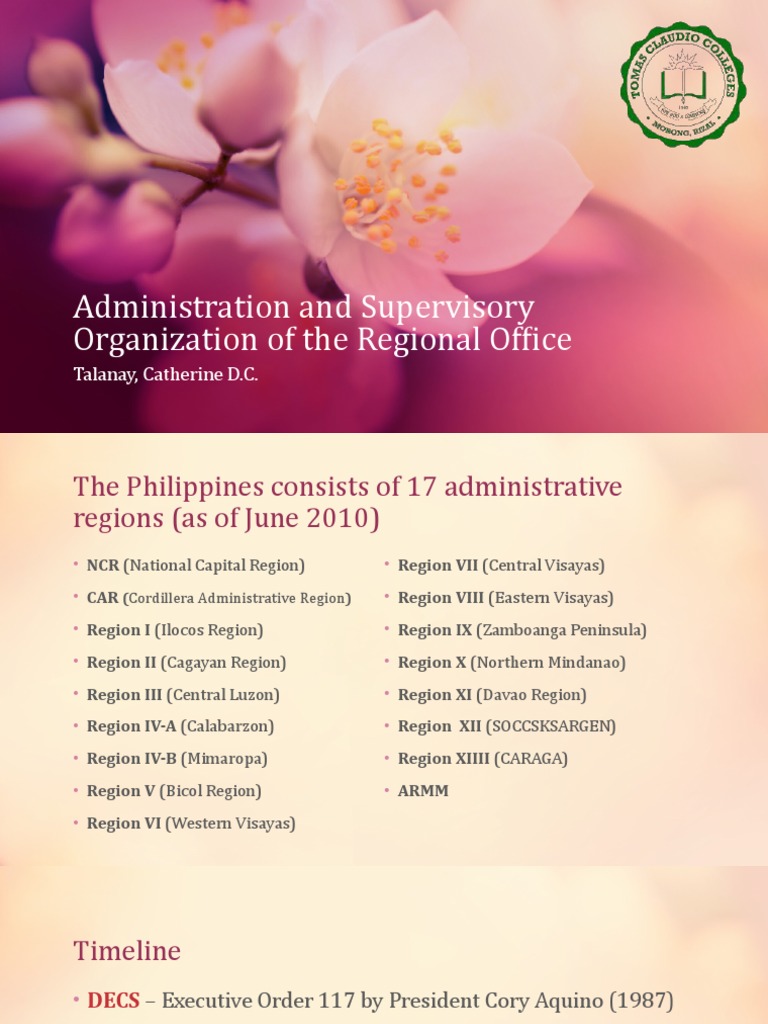 Administration and Supervisory Organization of The Regional Office ...