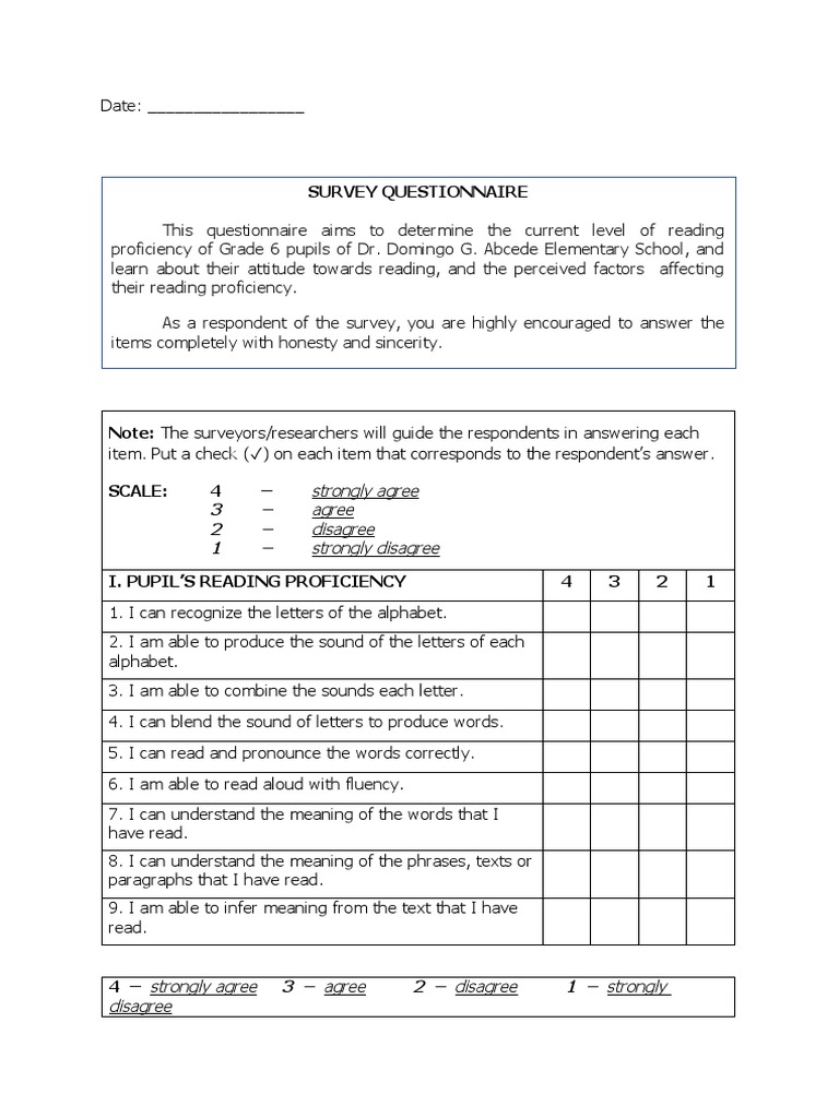 Survey Questionnaire | PDF | Cognition | Communication