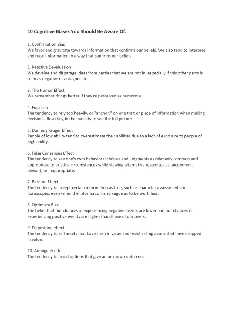 Cognitive Biases | PDF
