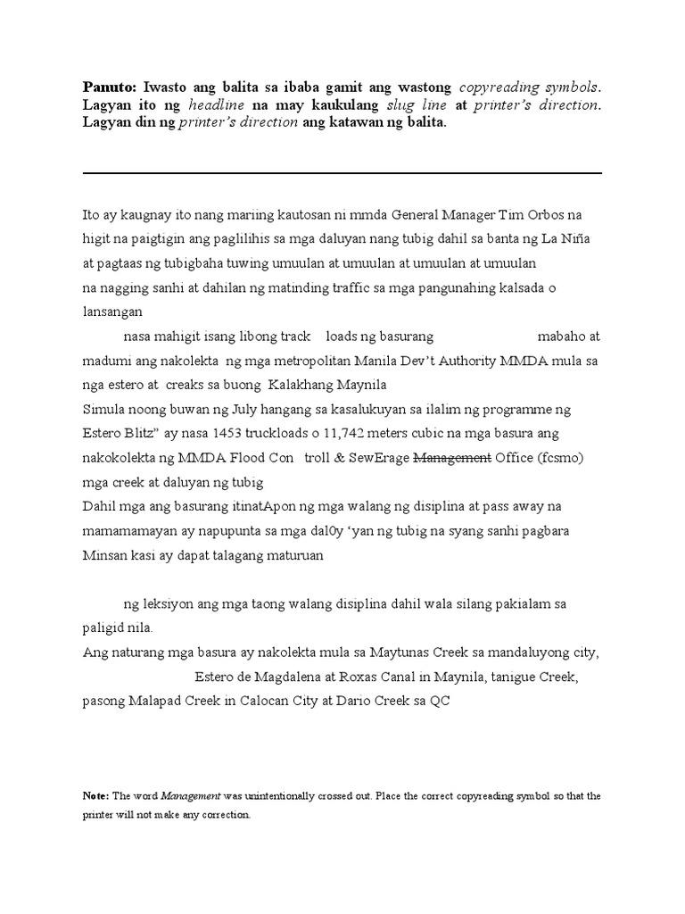 Copyreading Filipino ELEM | PDF