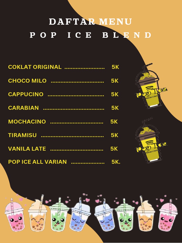 Daftar Menu: Pop Ice Blend | PDF