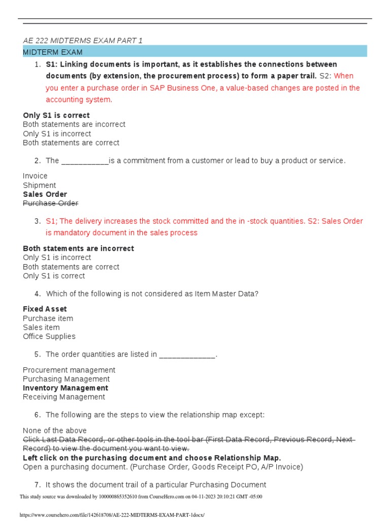Ae 222 Midterms Exam Part 1 | PDF | Receipt | Inventory