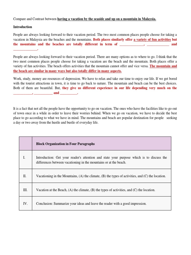 Essay CC Beach VS MT | PDF | Tourism | Beach