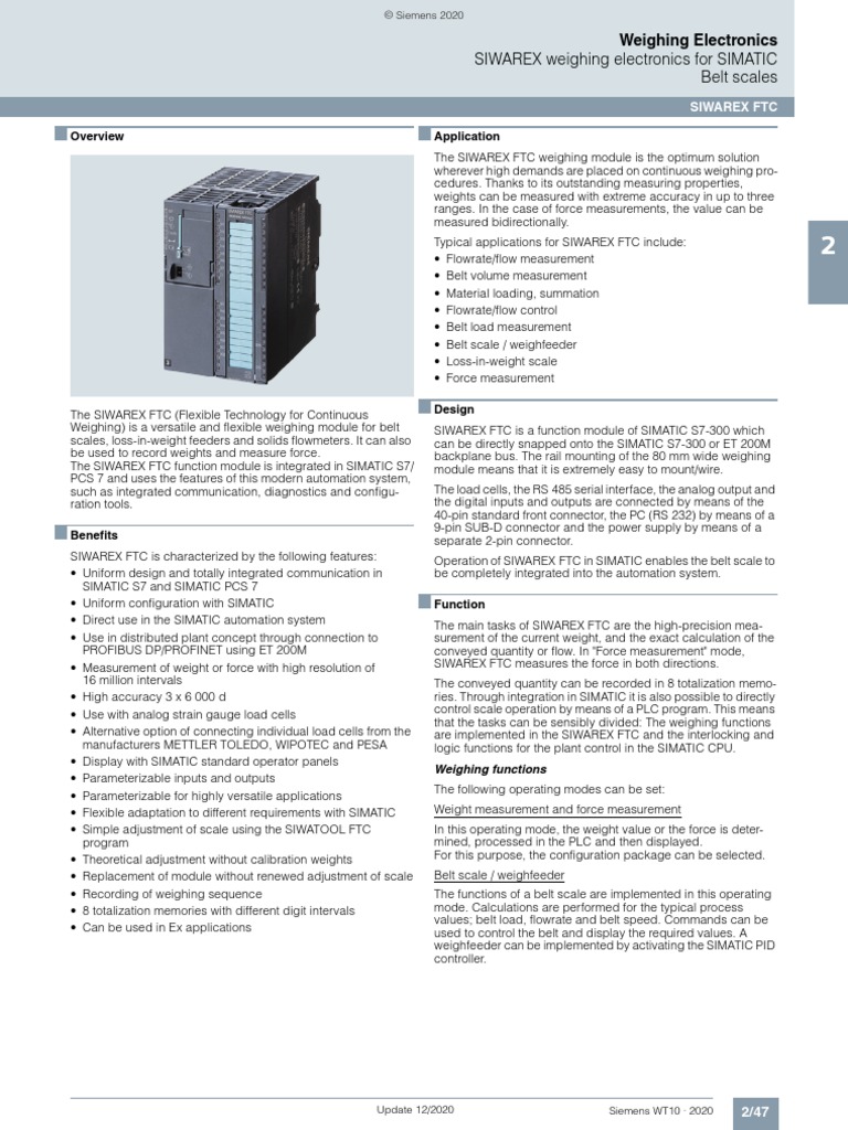 SIWAREX FTC wt10 en | PDF | Programmable Logic Controller | Weight