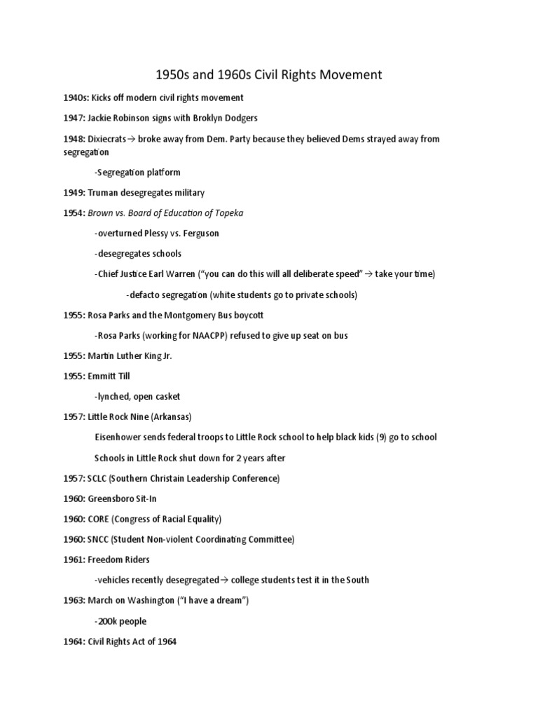 1950s and 1960s Civil Rights Movement | PDF