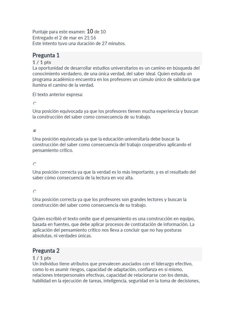 Examen POM Eje 2 | PDF | Pensamiento | Creatividad