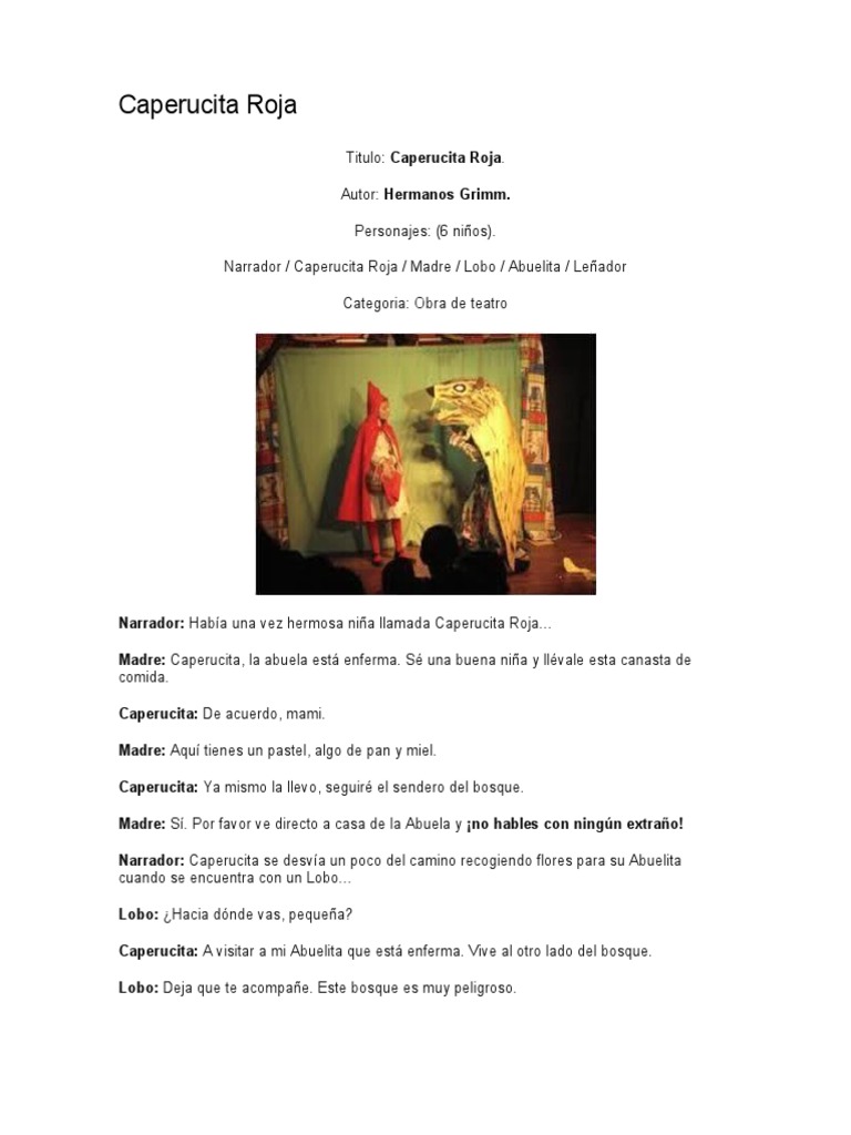 Caperucita Roja-OBRA DE TEATRO | PDF | Caperucita Roja