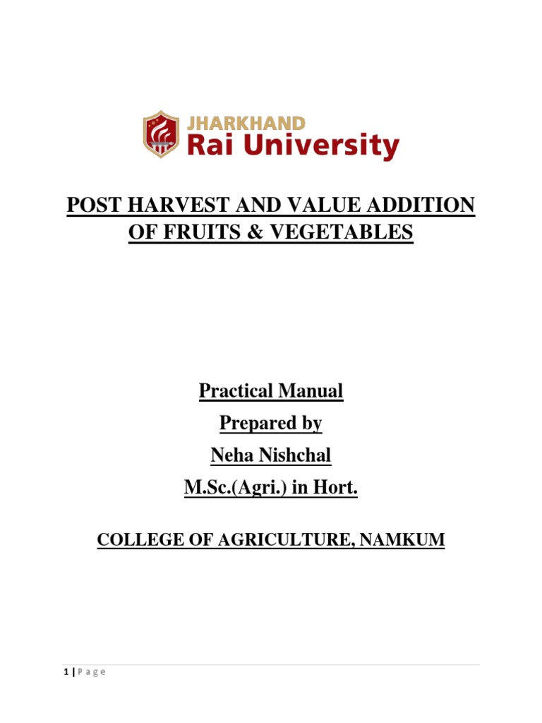 PHTV Practical Manual Final | PDF | Cooking, Food & Wine | Home & Garden
