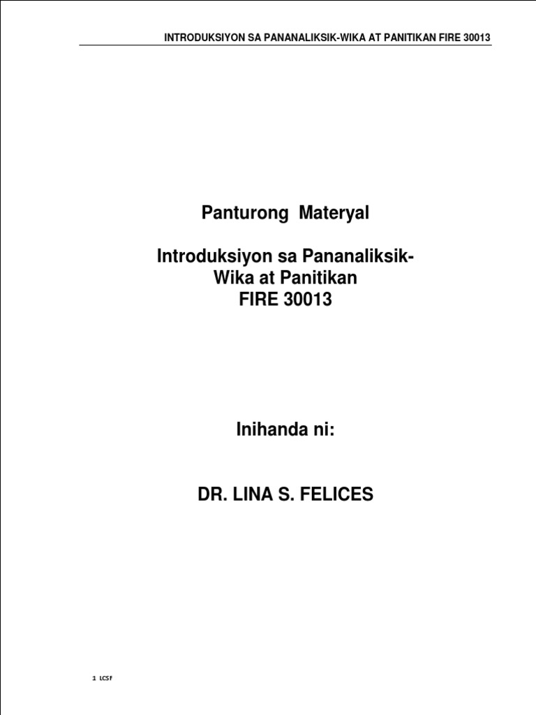 Introduksyon Sa Pananaliksik - Wika at Panitikan | PDF